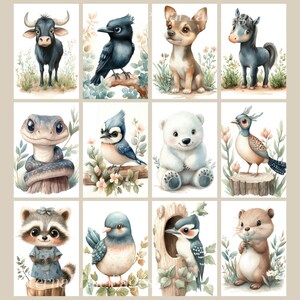 Watercolor Animals Digital Paper, Scrapbook Printables (digital ...