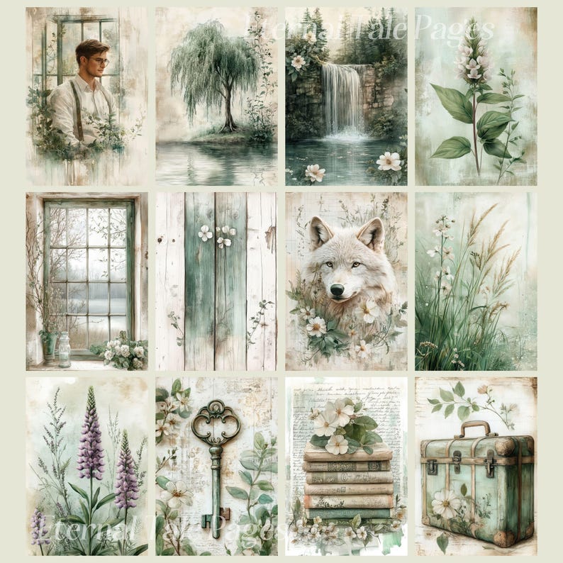 Forest Junk Journal Pages: Botanical Scrapbook Paper (digital Download ...