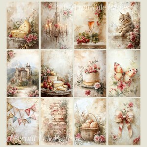 Gentle Shabby Chic Pages, Digital Paper, Junk Journal, Scrapbook Paper ...