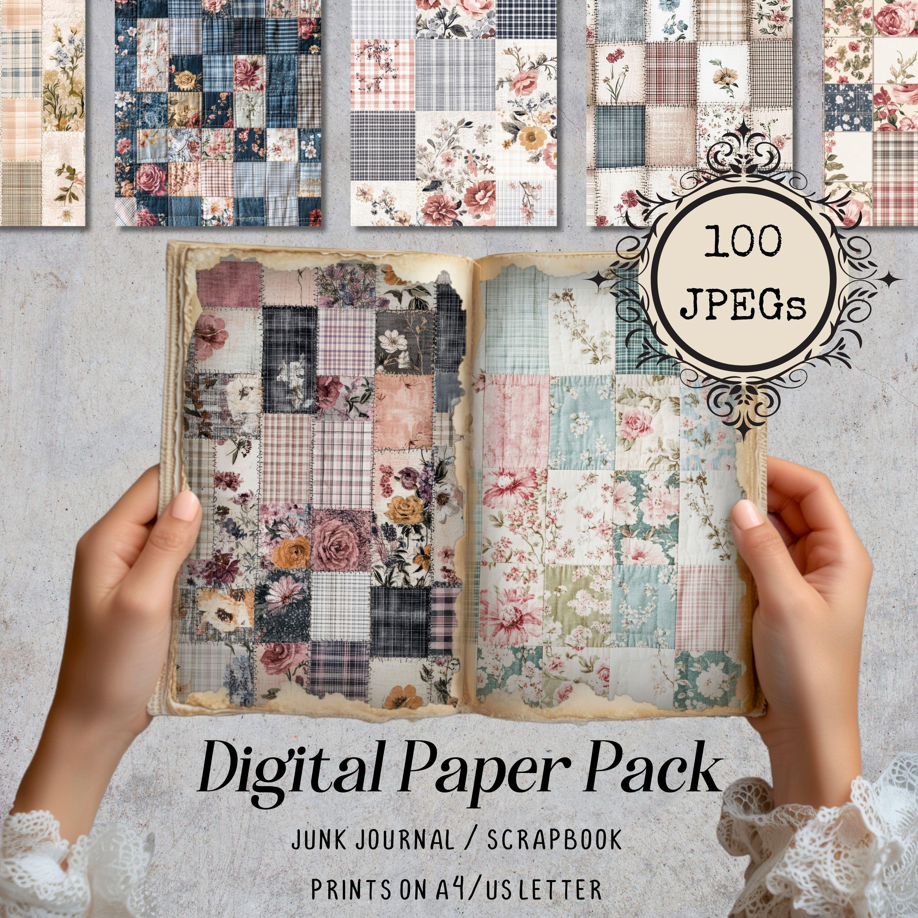 Patchwork Fabric Digital Paper: Shabby Chic Floral Textures (digital ...