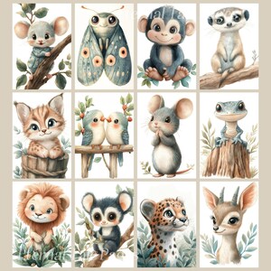 Watercolor Animals Digital Paper, Scrapbook Printables (digital ...