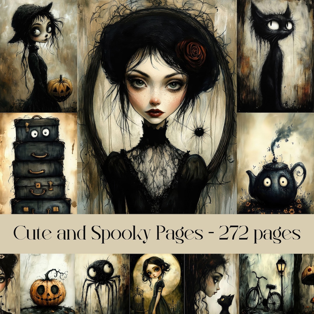 Cute and Spooky, Digital Paper, Junk Journal, Scrapbook Paper ...