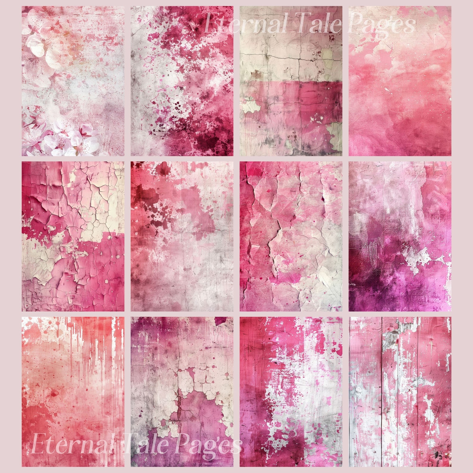 Pink Grunge Digital Paper: Shabby Chic Textures (digital Download) - Etsy