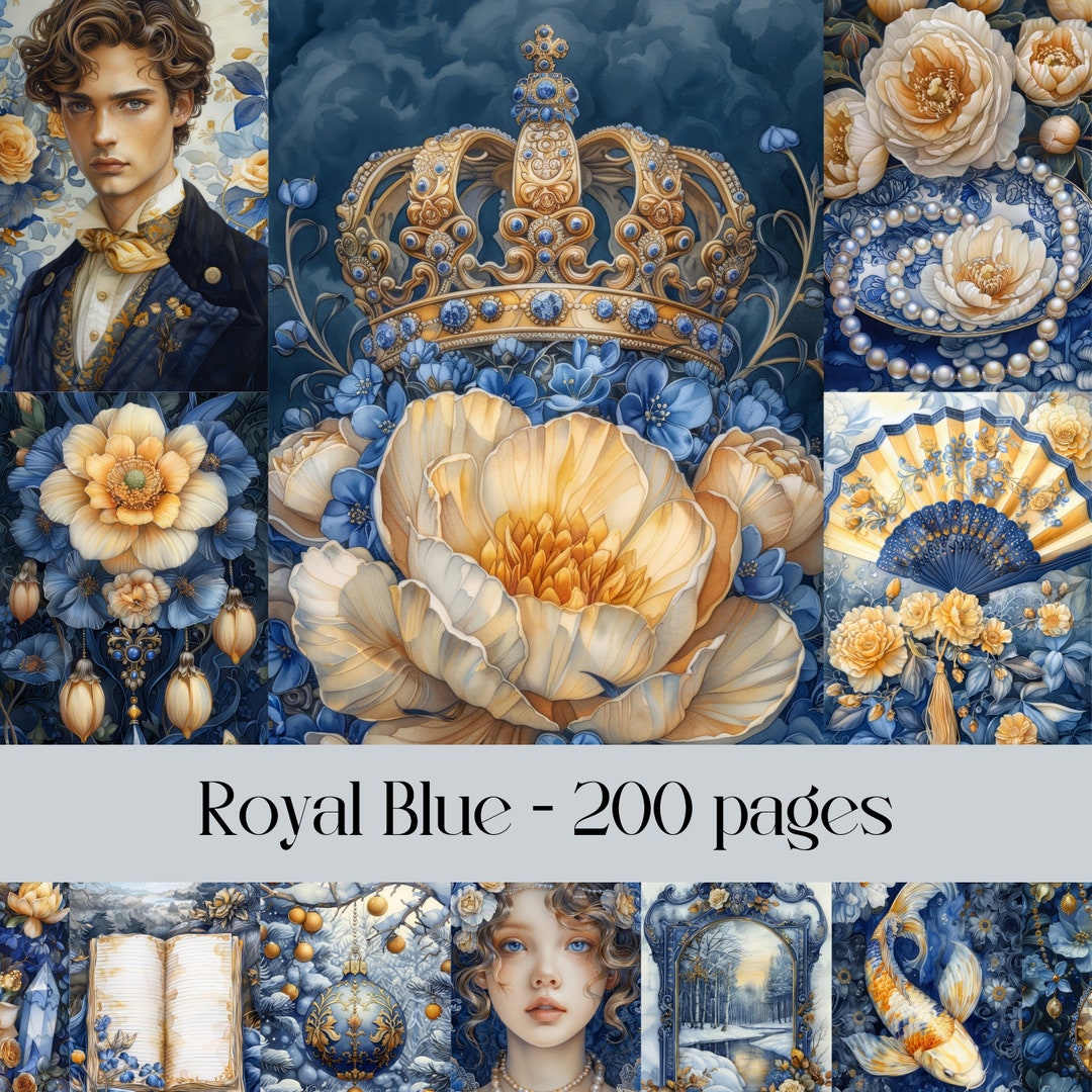 Royal Blue Pages, Scrapbook Paper, Junk Journal, Royal Theme, Queen ...