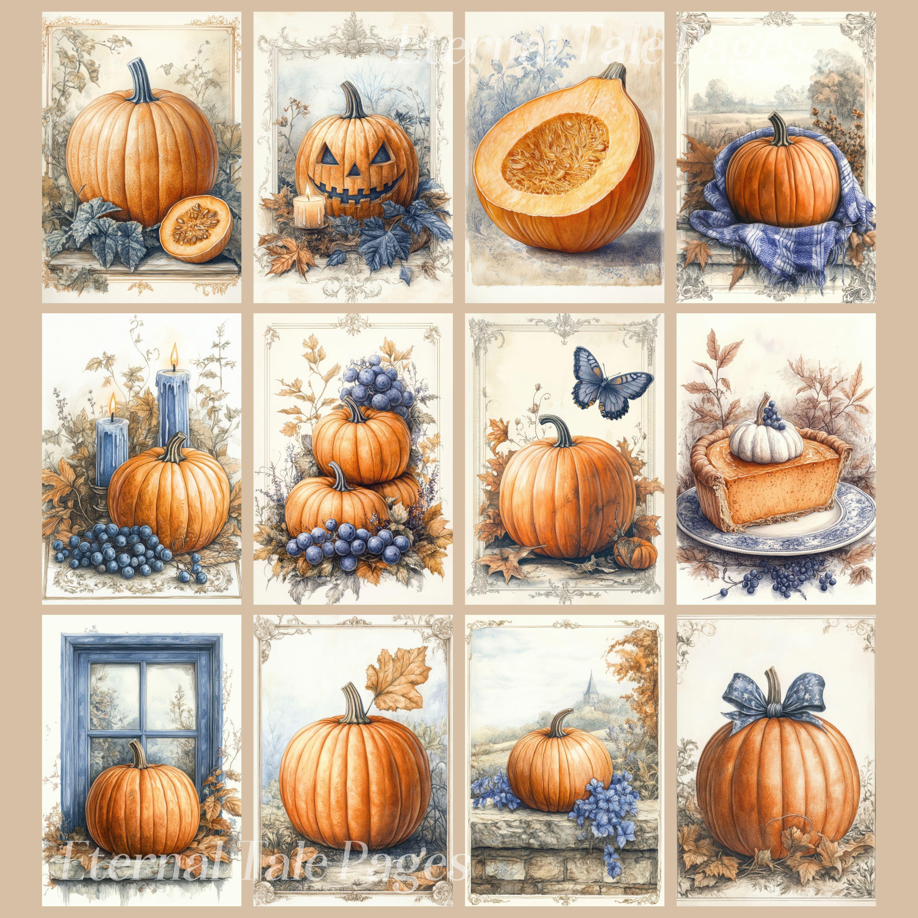 Pumpkin Harvest Digital Paper: Cottagecore Scrapbook Pages (digital ...