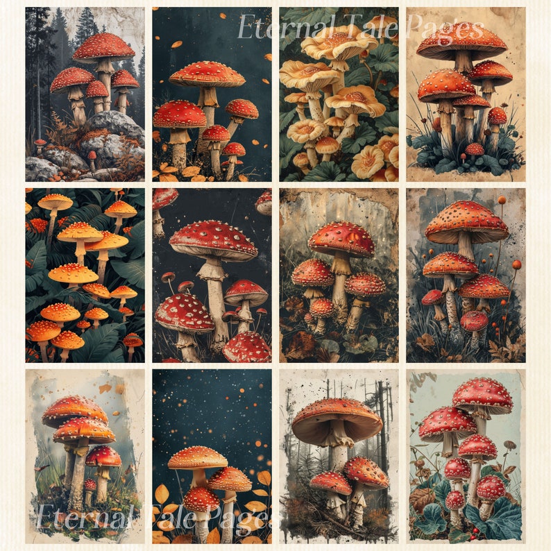 Vintage Mushroom Illustrations: Junk Journal Ephemera (digital Download ...