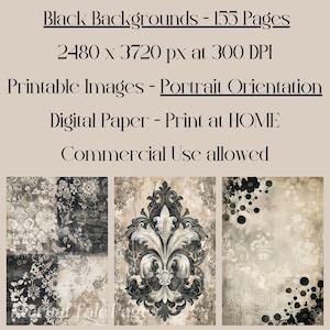 Black Grunge Digital Paper: Damask, Lace, Tartan (digital Download) - Etsy