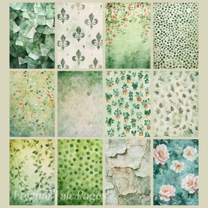 Sage Green Digital Paper: Floral Scrapbook Pages (digital Download) - Etsy