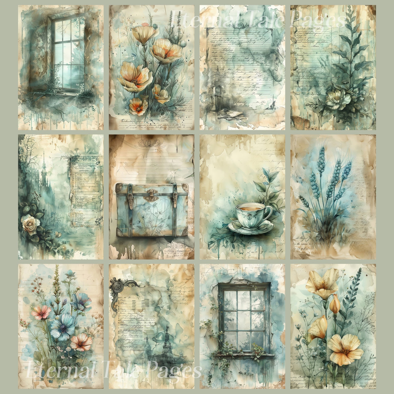 Faded Memories Scrapbook Paper: Vintage Grunge Journal Pages (digital ...