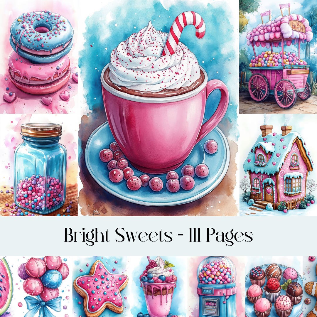 Sweets Digital Paper: Junk Journal, Scrapbook (A4/US Letter) (digital ...