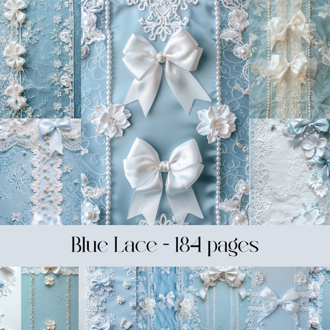 Blue Lace Pages for Scrapbooking and Junk Journal, Printable Images ...