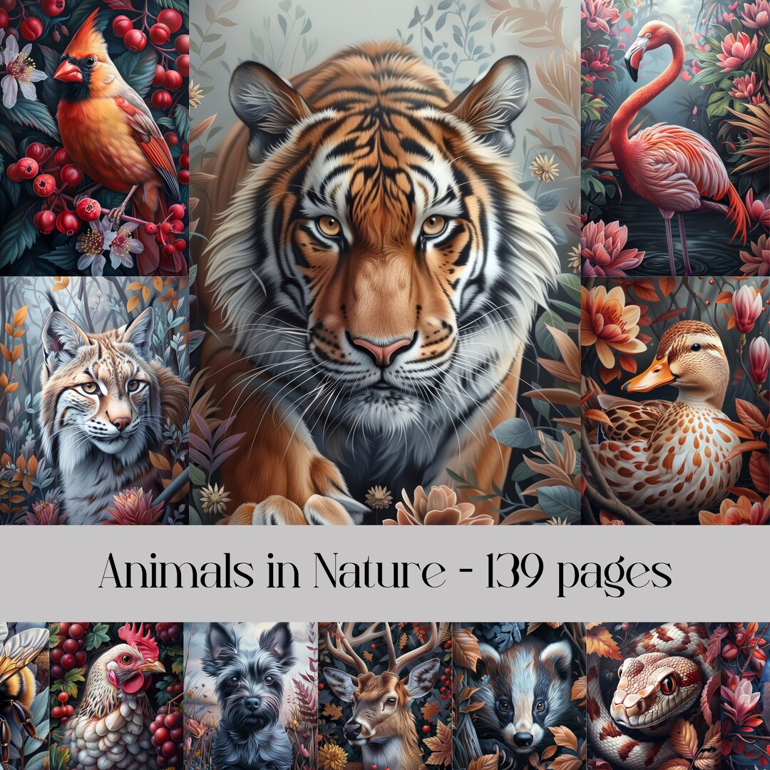 Watercolor Animal Junk Journal Pages: Safari & Farm (digital Paper) - Etsy
