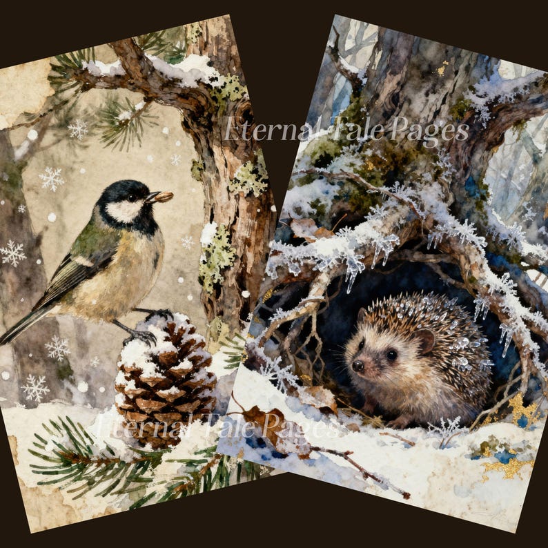 Winter Forest Animals Journal Pages: Snowy Wildlife Ephemera (digital ...