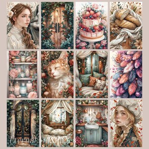 Cottagecore Junk Journal Pages: Countryside Watercolor Art (digital ...