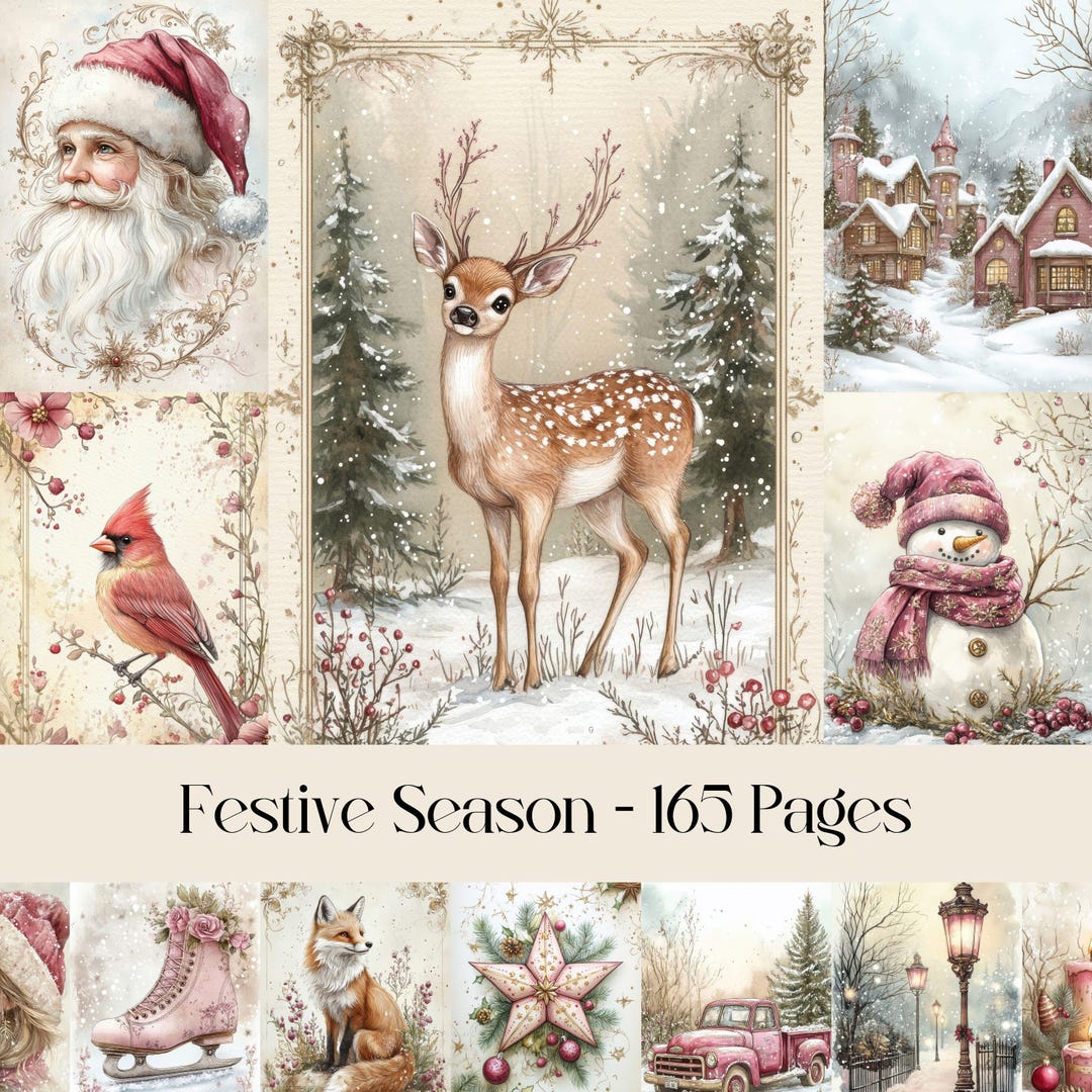 Festive Season Pages, Digital Paper, Christmas Images, Winter Holidays ...