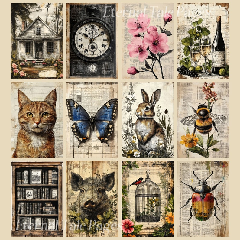 Vintage Paper Ephemera: Junk Journal Scrapbook Pages (317 Digital ...