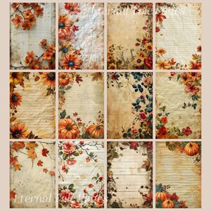 Autumn Decorated Pages for Scrapbook and Junk Journal, Lined Paper ...