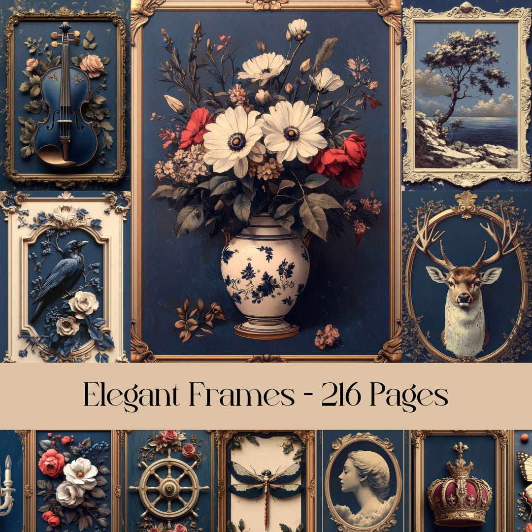 Elegant Frames, Junk Journal, Digital Paper, Ornate Antique Frames ...
