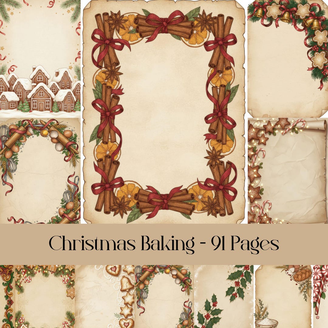 Gingerbread Digital Paper: Christmas Baking, Festive Cookies, Scrapbook ...