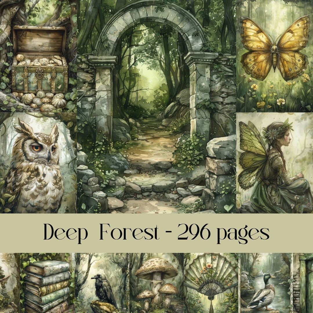 Deep Forest Scrapbook Paper: Watercolor Junk Journal Pages (digital ...