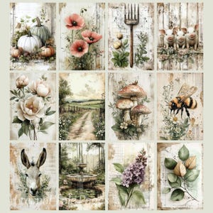 Green Farm Digital Paper: Rustic Cottagecore Scrapbook Pages (digital ...