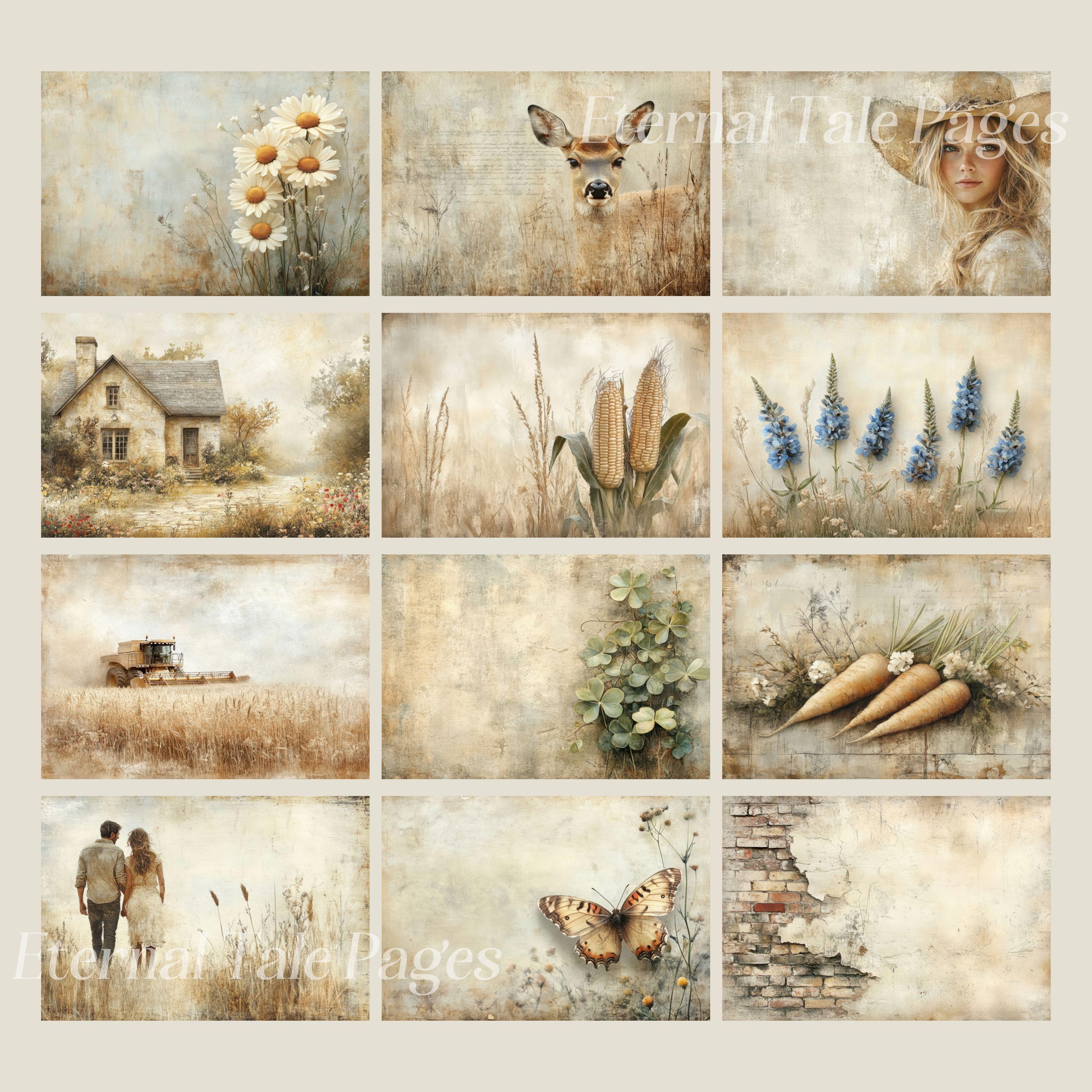 Farm Life Digital Paper: Landscape Junk Journal Pages (222 JPEG) - Etsy