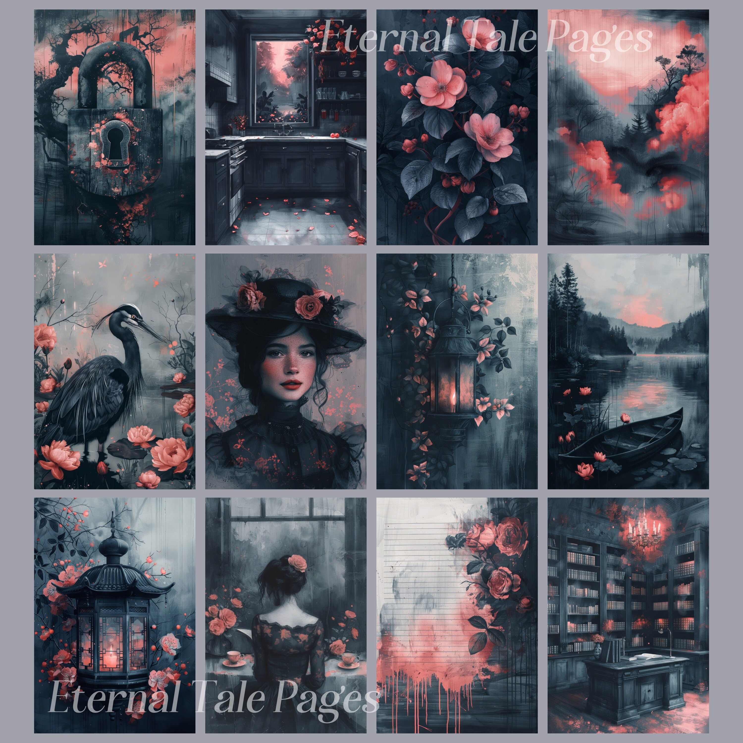 Twilight Shadows Digital Paper: Gothic Scrapbook Pages (A4, 300 DPI) - Etsy