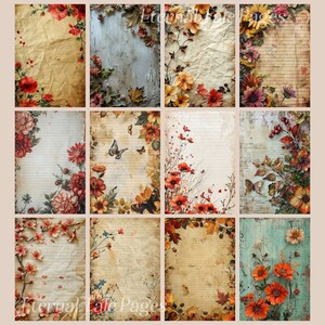 Autumn Decorated Pages for Scrapbook and Junk Journal, Lined Paper ...
