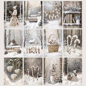 Neutral Christmas Digital Paper Set: Beige Winter Backgrounds ...