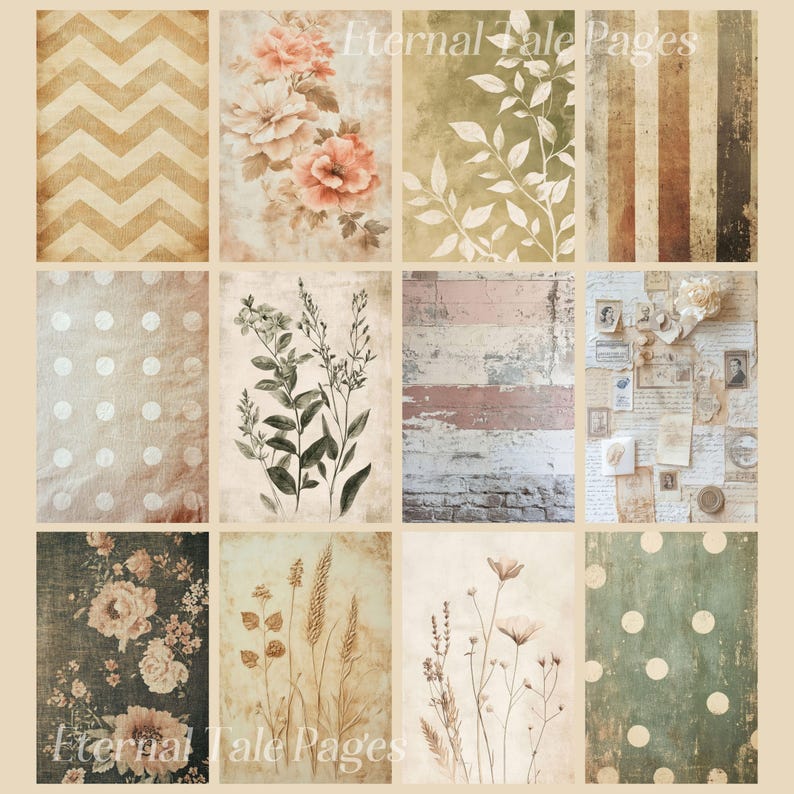 Earthy Tones Digital Paper: Junk Journal Scrapbook Backgrounds (digital ...