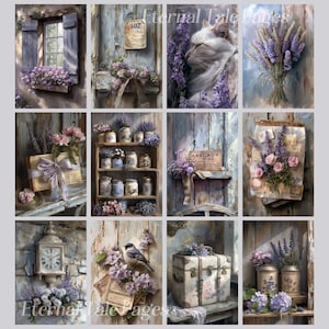 Lavender Cottagecore Scrapbook Pages: French Village Printable Images ...