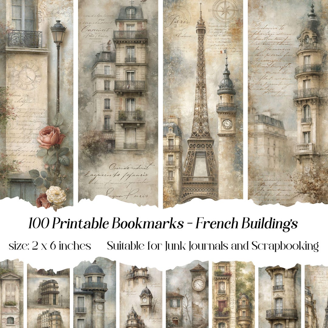 French Buildings, Printable Bookmarks, Vintage Paris Ephemera, Junk ...