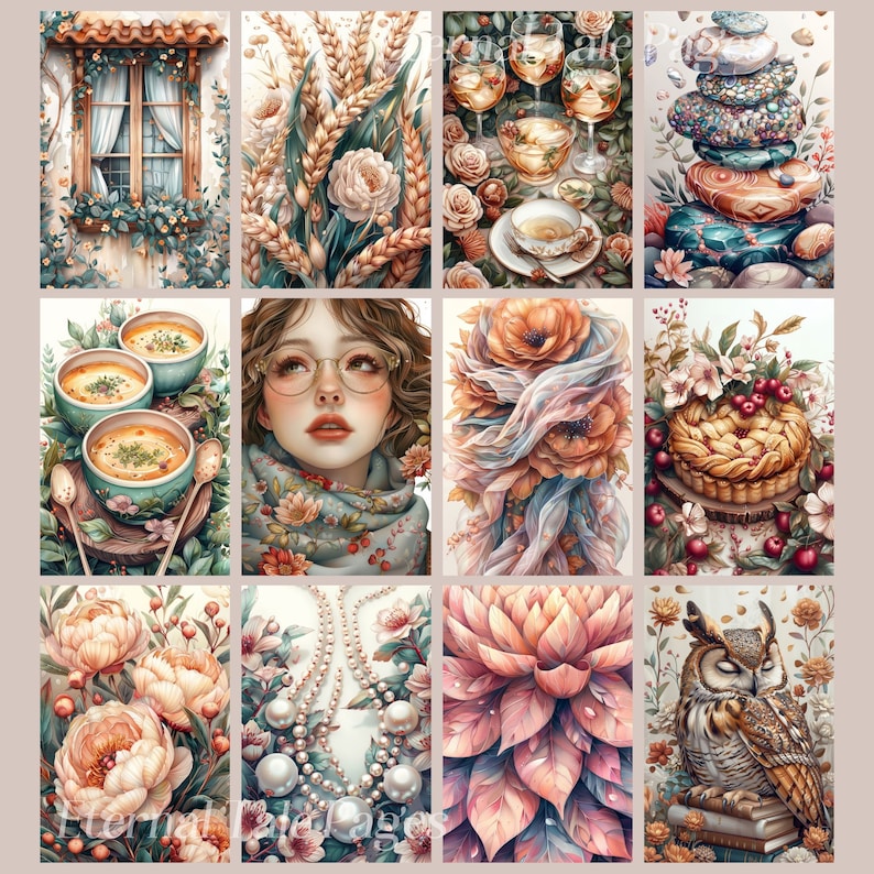 Cottagecore Junk Journal Pages: Countryside Watercolor Art (digital ...