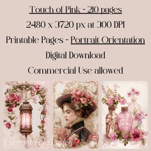 Pink Roses Digital Paper: Vintage Ephemera for Junk Journals (digital ...