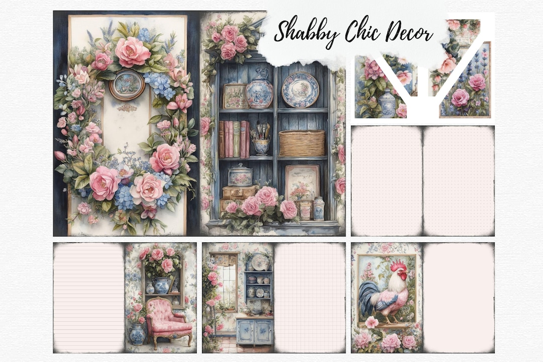 Shabby Chic Decor Journal Pages, Scrapbook Paper, Printable Pages ...