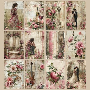 Romantic Letters Pages for Scrapbooking, Junk Journal, Vintage Memories ...