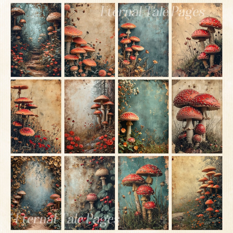 Vintage Mushroom Illustrations: Junk Journal Ephemera (digital Download ...
