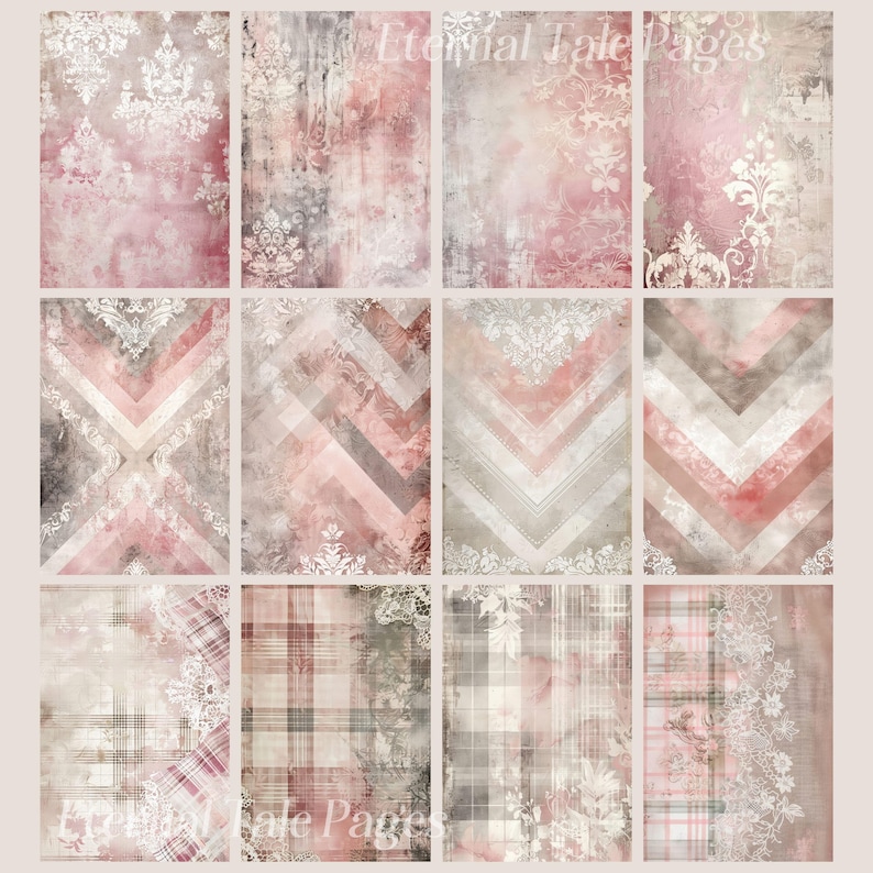 Pale Pink Digital Paper: Junk Journal Scrapbook Backgrounds (digital ...