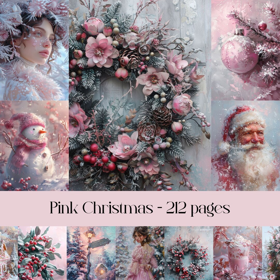 Pink Christmas Scrapbook Paper: Dreamy Xmas Junk Journal (digital Paper ...