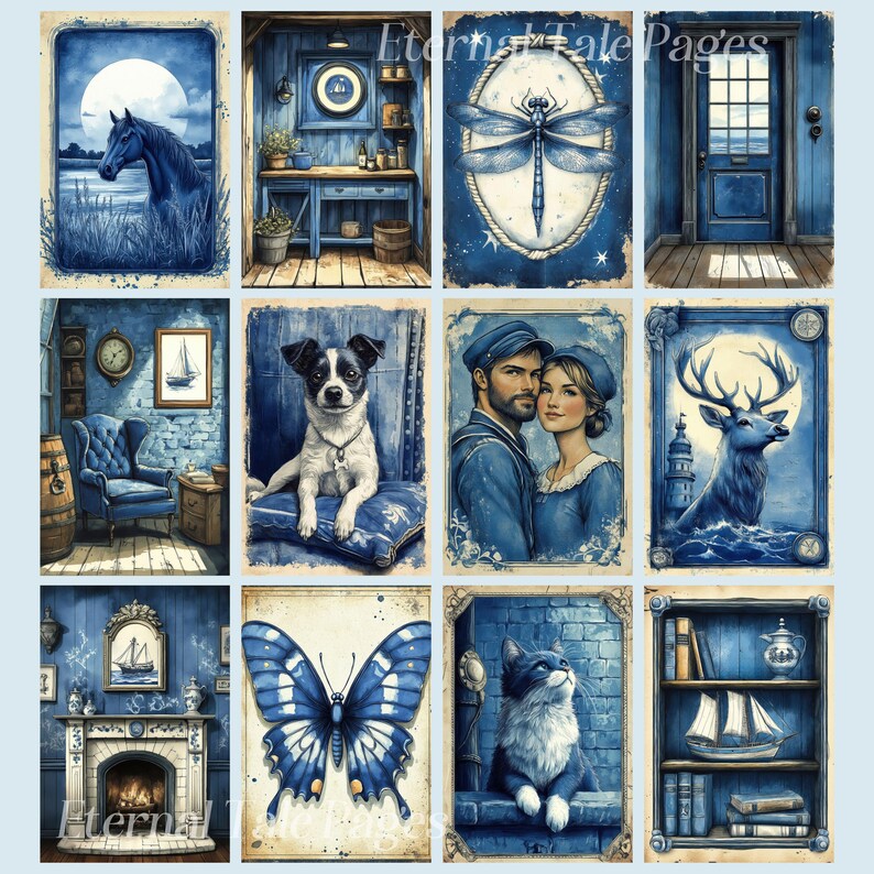 Nautical Ocean Digital Paper: Marine Life Scrapbook (202 Pages ...