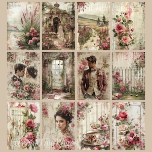 Romantic Letters Pages for Scrapbooking, Junk Journal, Vintage Memories ...