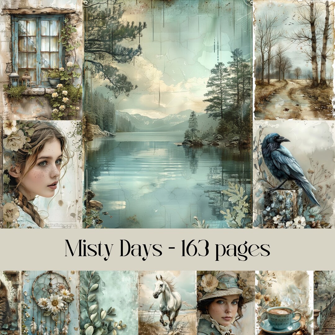 Misty Days Pages, Digital Paper for Scrapbook and Junk Journal ...