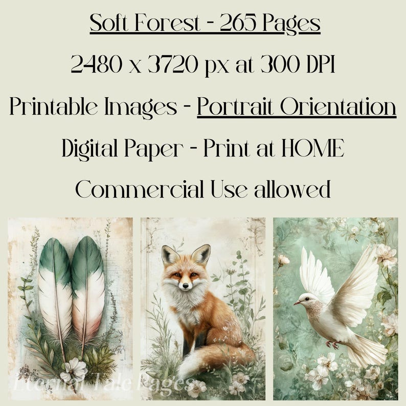 Forest Junk Journal Pages: Botanical Scrapbook Paper (digital Download ...
