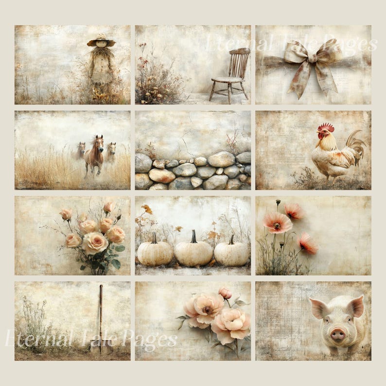 Farm Life Digital Paper: Landscape Junk Journal Pages (222 JPEG) - Etsy