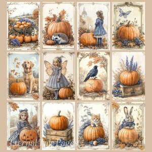Pumpkin Harvest Digital Paper: Cottagecore Scrapbook Pages (digital ...
