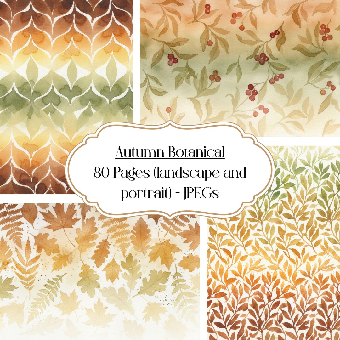 Autumn Leaves Digital Paper: Watercolor Botanical Backgrounds (JPEG) - Etsy