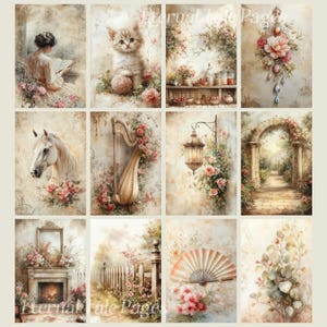 Gentle Shabby Chic Pages, Digital Paper, Junk Journal, Scrapbook Paper ...