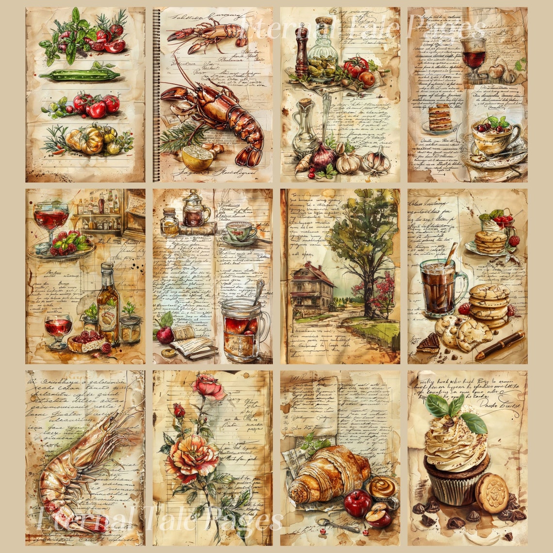 Chef's Notes Digital Paper: Vintage Cookbook Pages (283 JPEG) - Etsy
