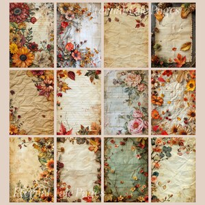 Autumn Decorated Pages for Scrapbook and Junk Journal, Lined Paper ...