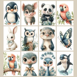 Watercolor Animals Digital Paper, Scrapbook Printables (digital ...